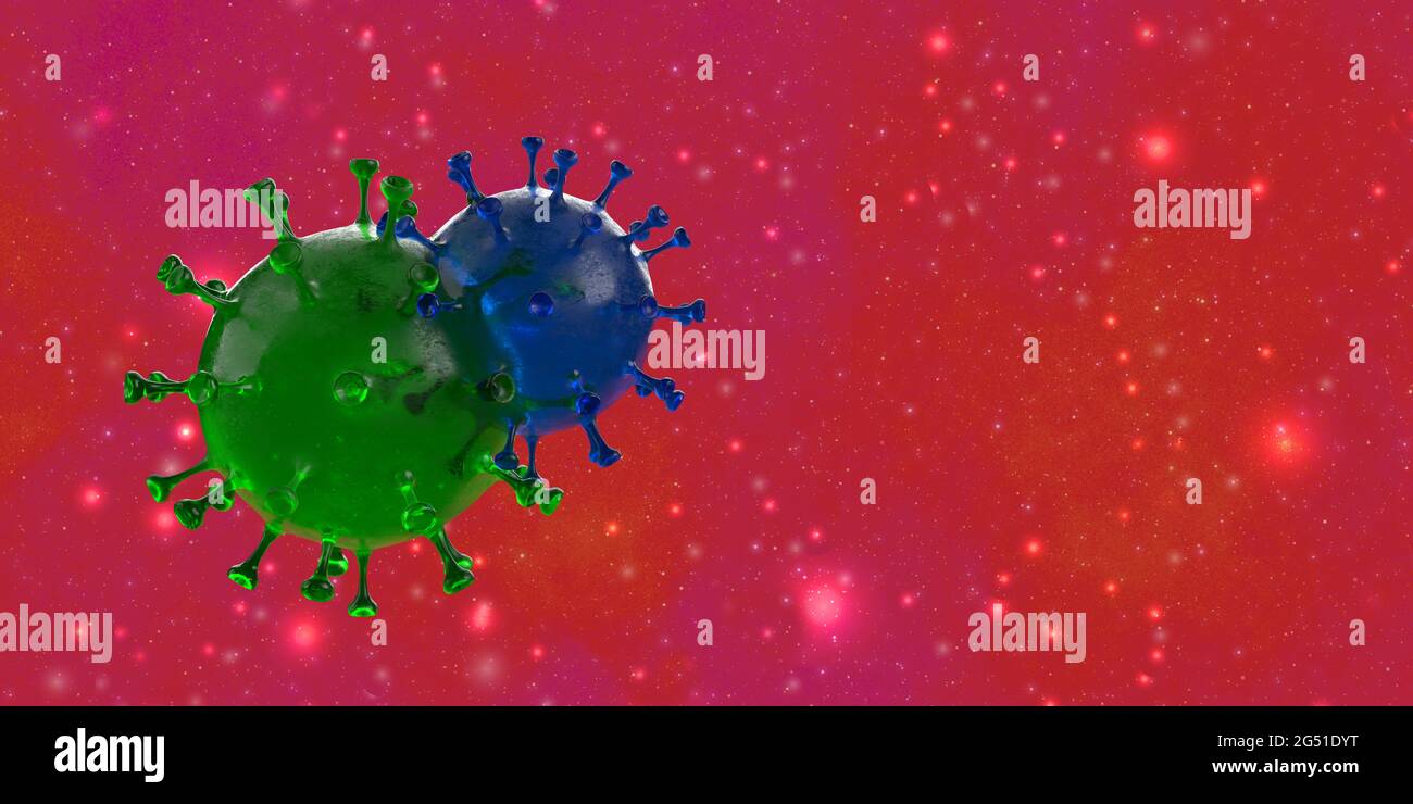 3D rendered illustration of Delta Plus Variant Coronavirus with large ...