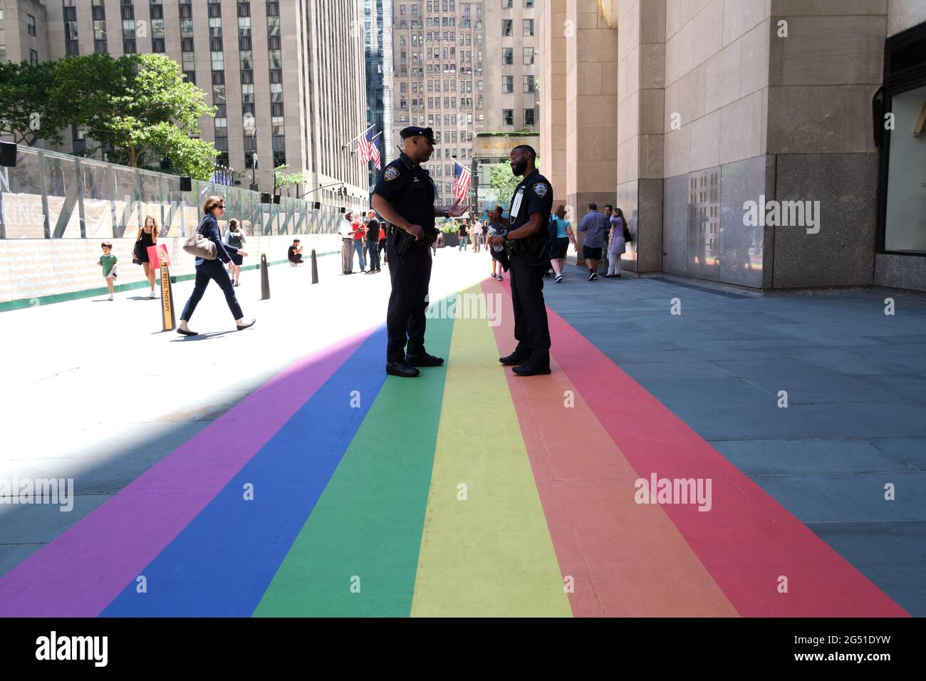 New York, New York, USA. 24th June, 2021. Two NYPD officers stand on ...