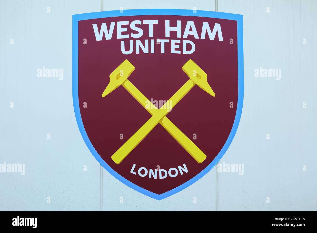 London, UK. 03 June 2021. West Ham United Football Club Logo. London ...