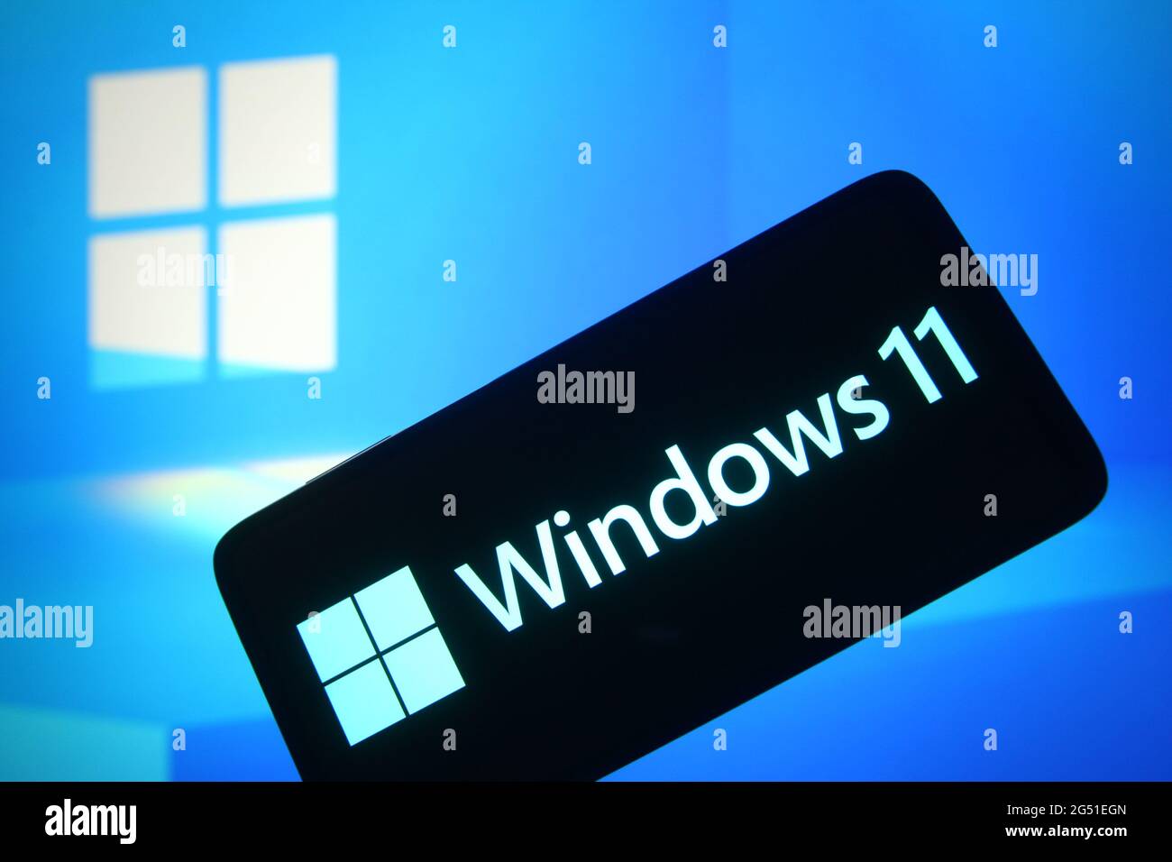In this photo illustration a Windows 11 logo is seen on a smartphone ...