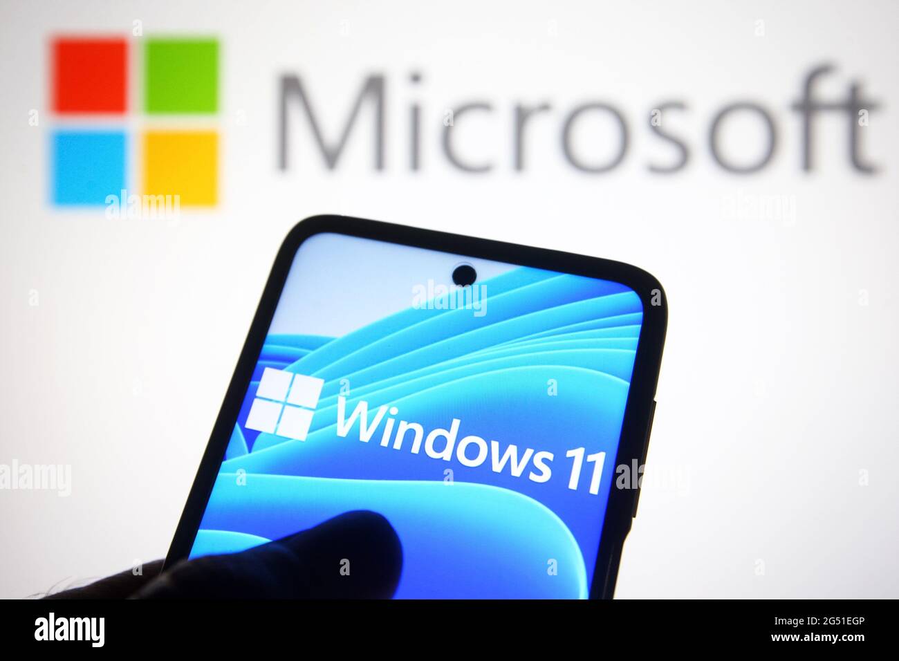In this photo illustration a Windows 11 logo is seen on a smartphone ...