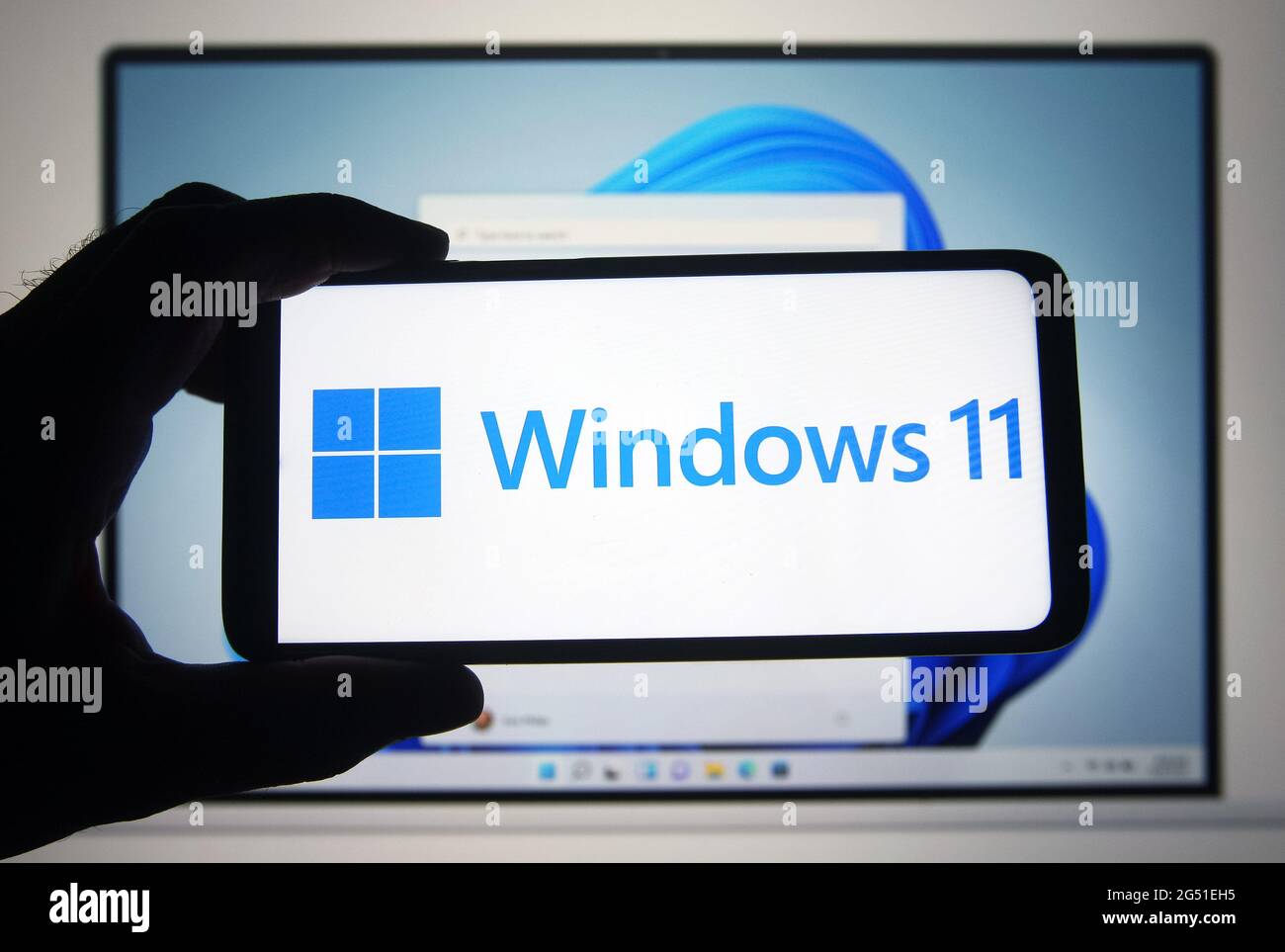 In this photo illustration a Windows 11 logo is seen on a smartphone ...