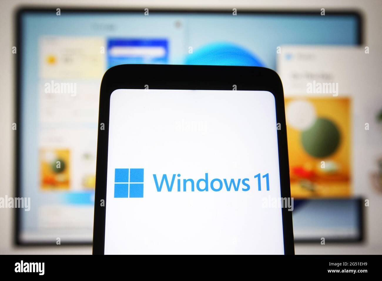 In this photo illustration a Windows 11 logo is seen on a smartphone ...