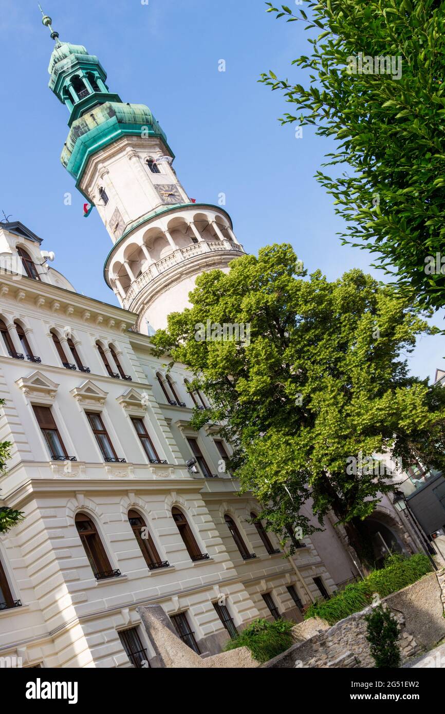 Firewatch tower (Tuztorony) viewed from former moat, Sopron, Hungary ...