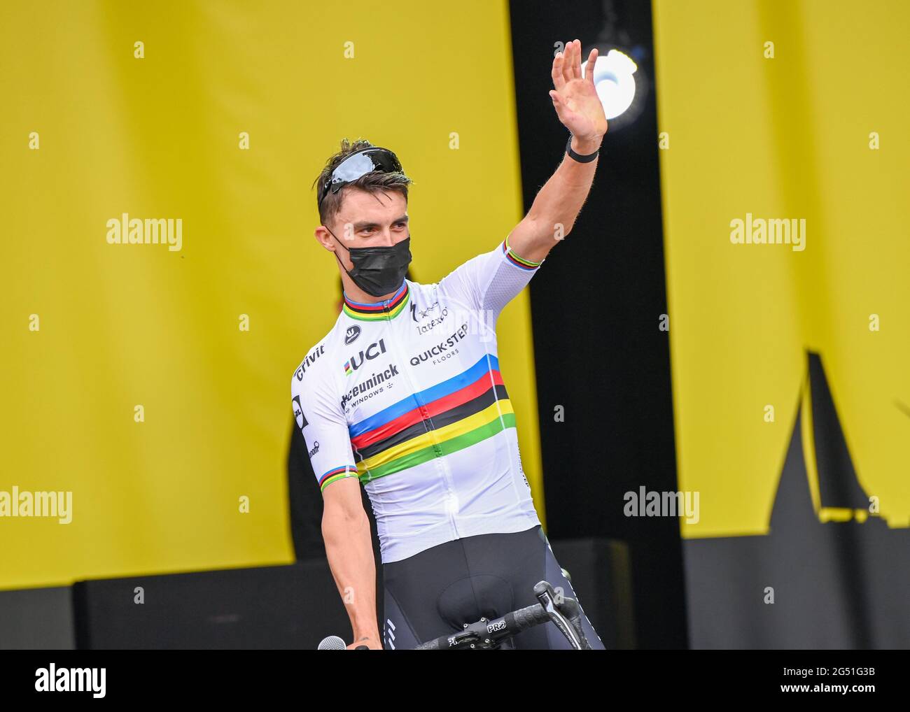 Brest, France. 24th June, 2021. World Road Race Champion julian ...