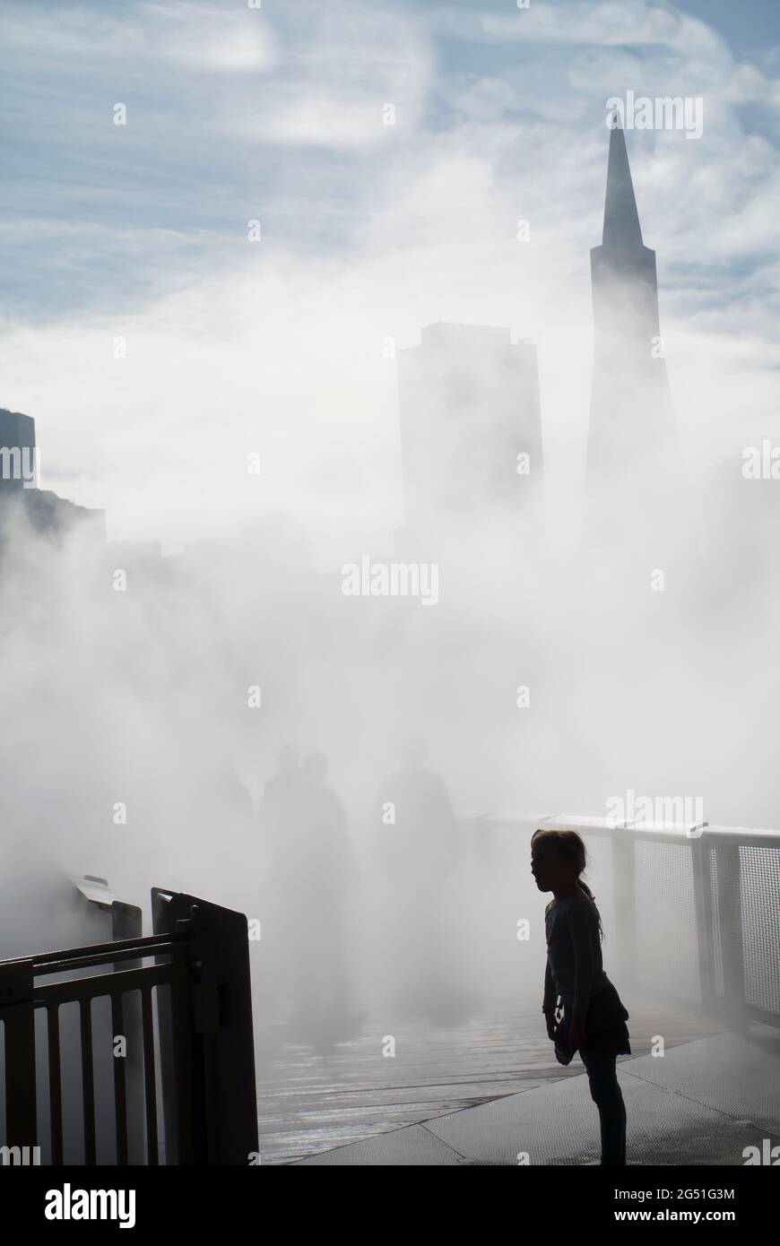 Visitors Crossing Fog Bridge at Exploratorium, San Francisco Stock ...