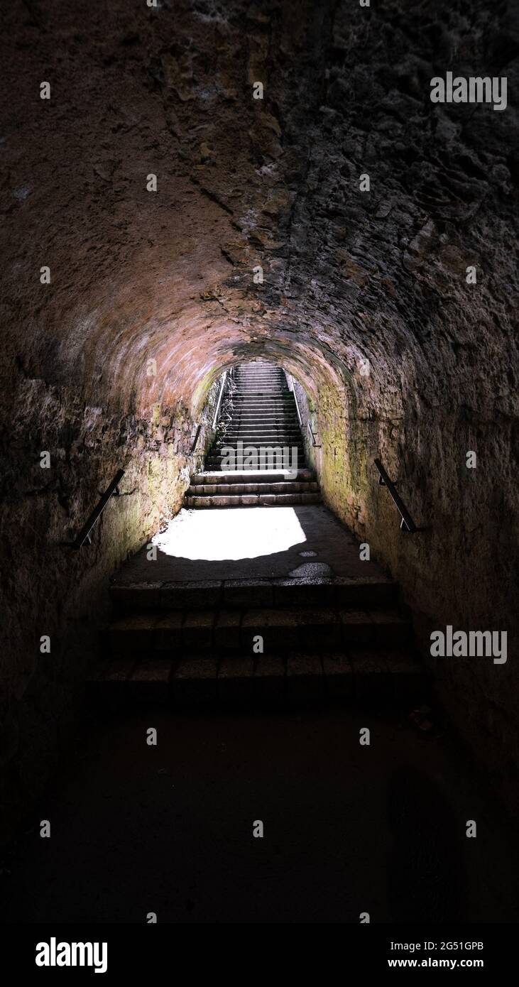 secret medieval passageway leading to the castle in Würzburg Stock ...