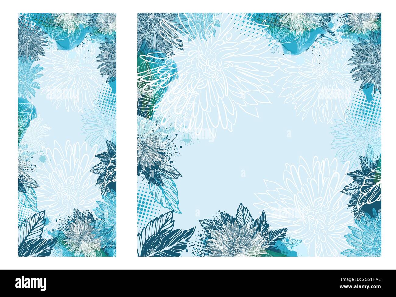 Abstract blue flower. Beautiful background with chrysanthemums. A set ...