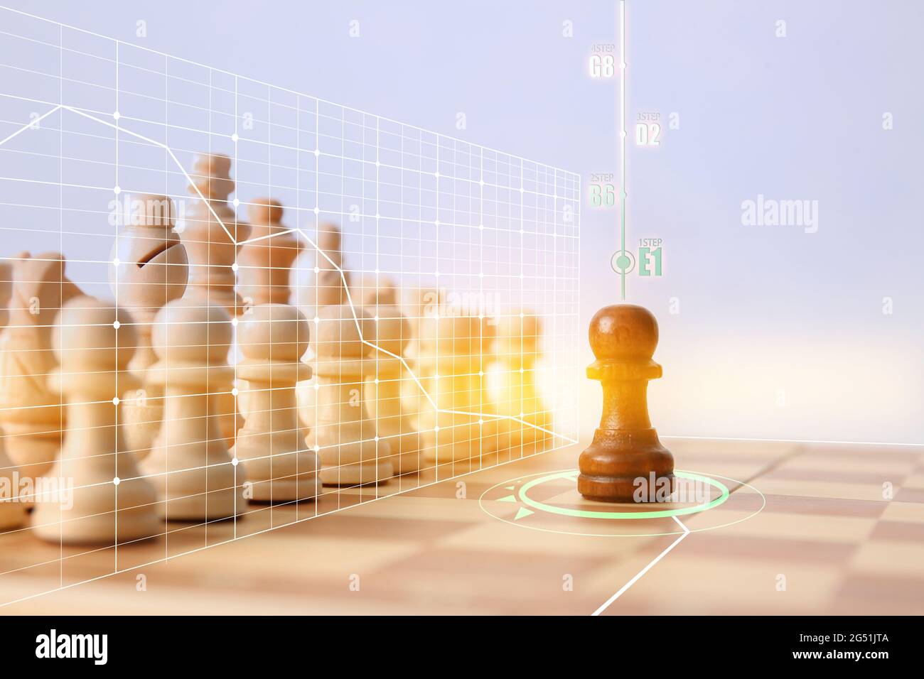 Chess pieces on checkerboard against light background Stock Photo - Alamy