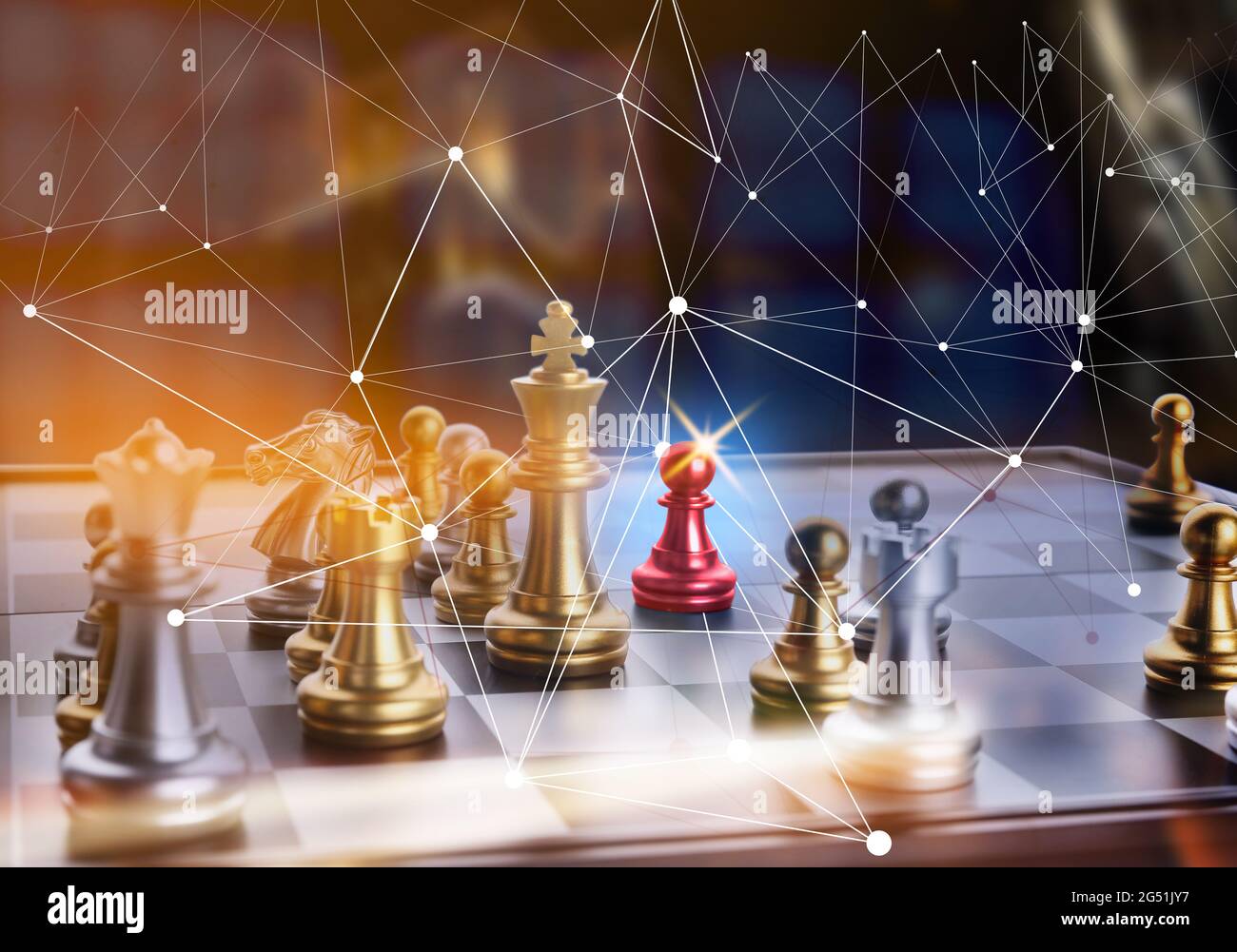 Chess pieces on checkerboard against dark background Stock Photo - Alamy
