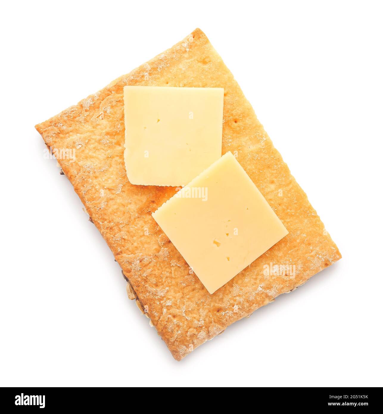 Tasty cracker and cheese on white background Stock Photo - Alamy