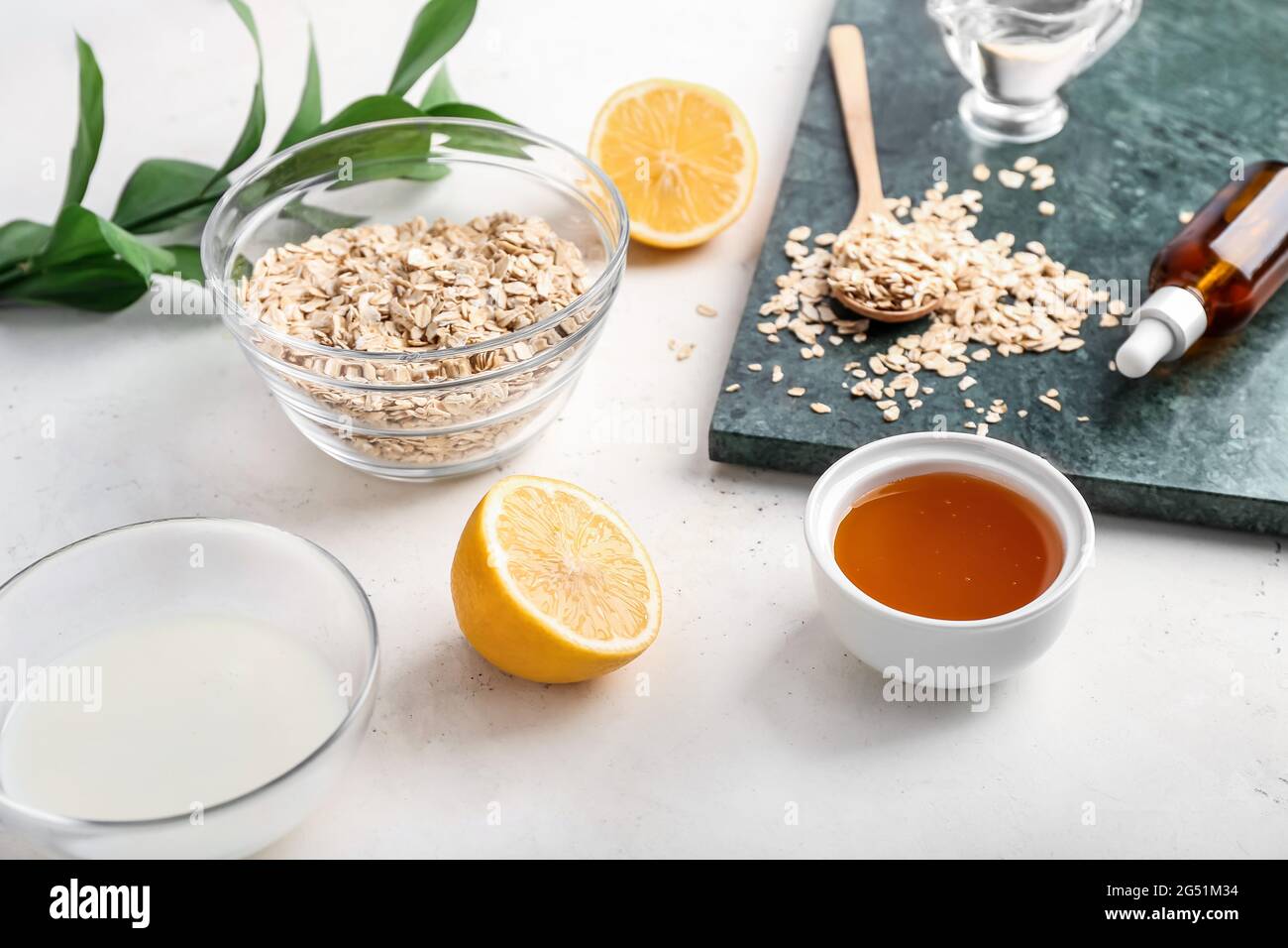 Natural ingredients for homemade cosmetics on white background Stock ...