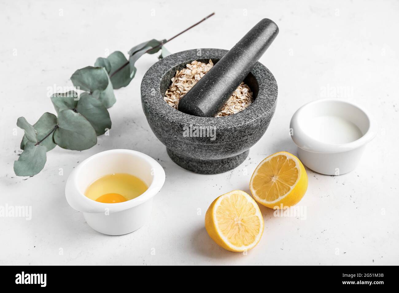 Natural ingredients for homemade cosmetics on white background Stock ...