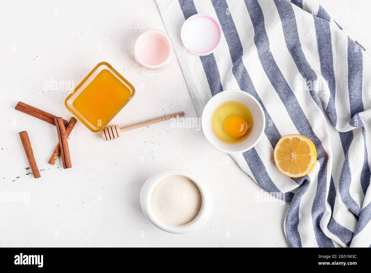Natural ingredients for homemade cosmetics on white background Stock ...