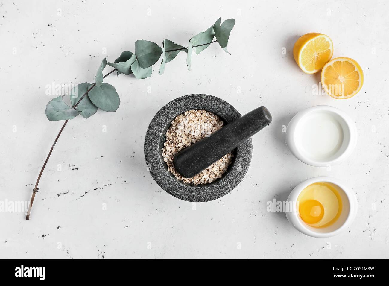 Natural ingredients for homemade cosmetics on white background Stock ...