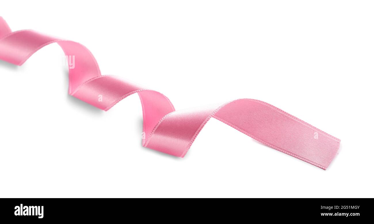 Beautiful pink ribbon on white background Stock Photo - Alamy