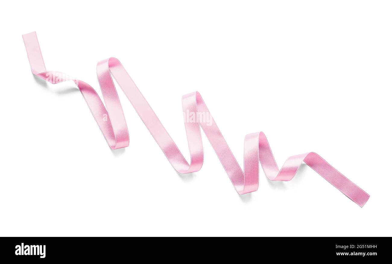 Beautiful pink ribbon on white background Stock Photo - Alamy