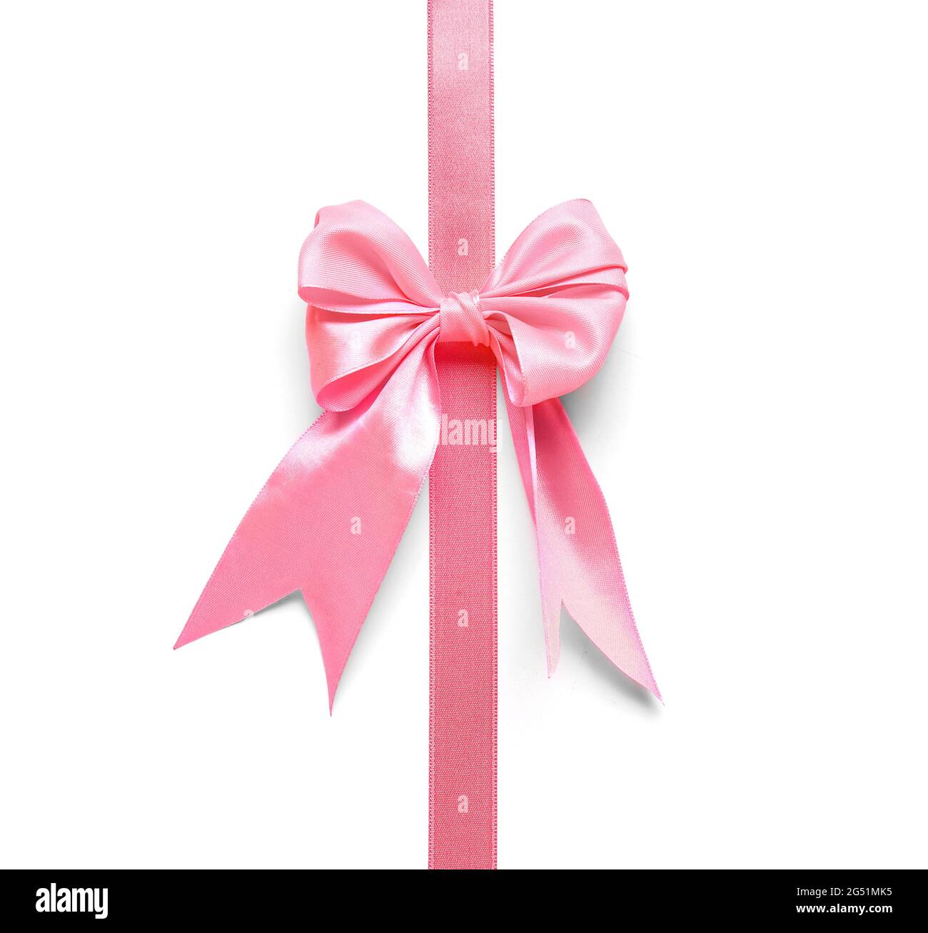 Beautiful pink ribbon with bow on white background Stock Photo - Alamy