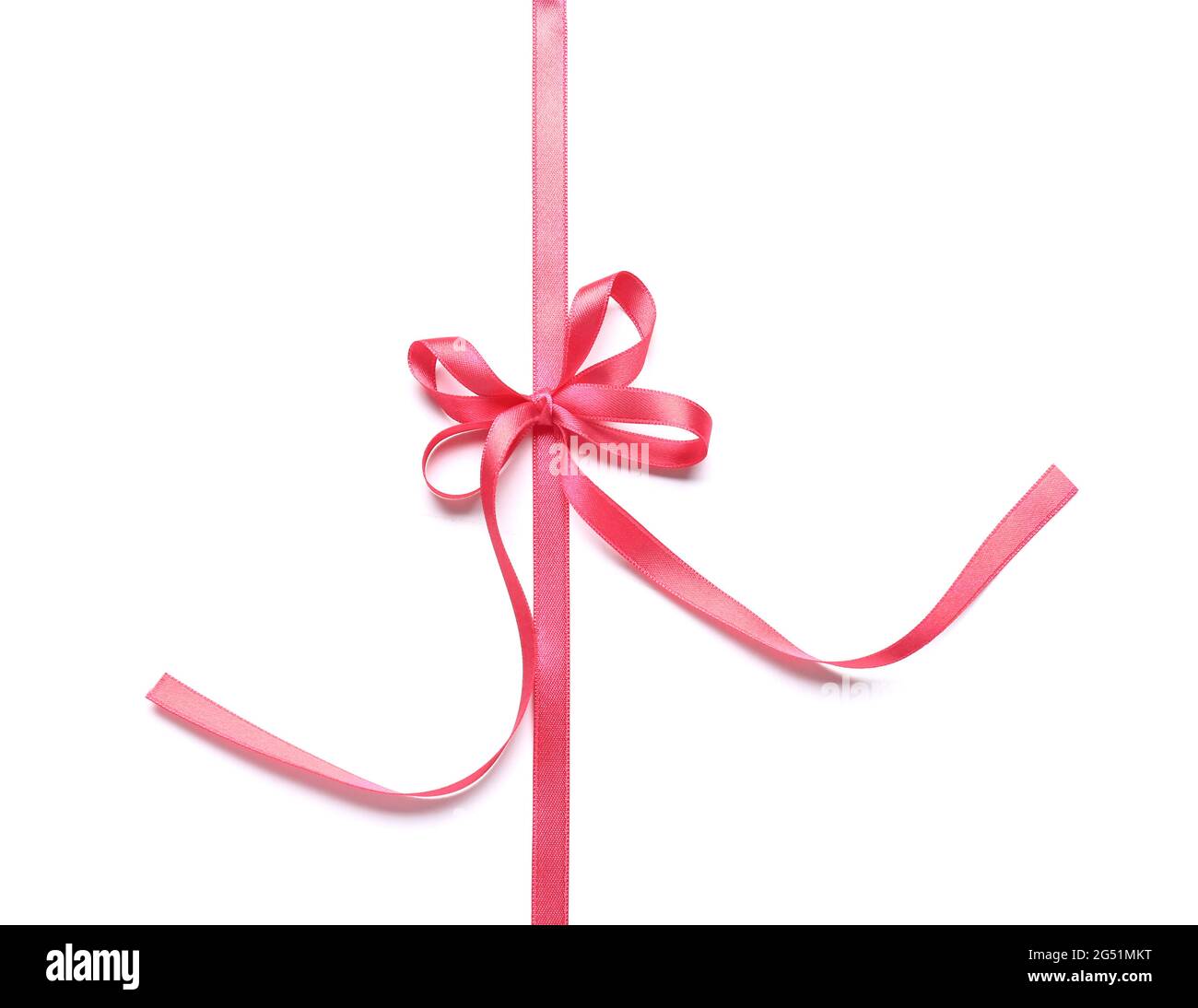 Beautiful pink ribbon with bow on white background Stock Photo - Alamy