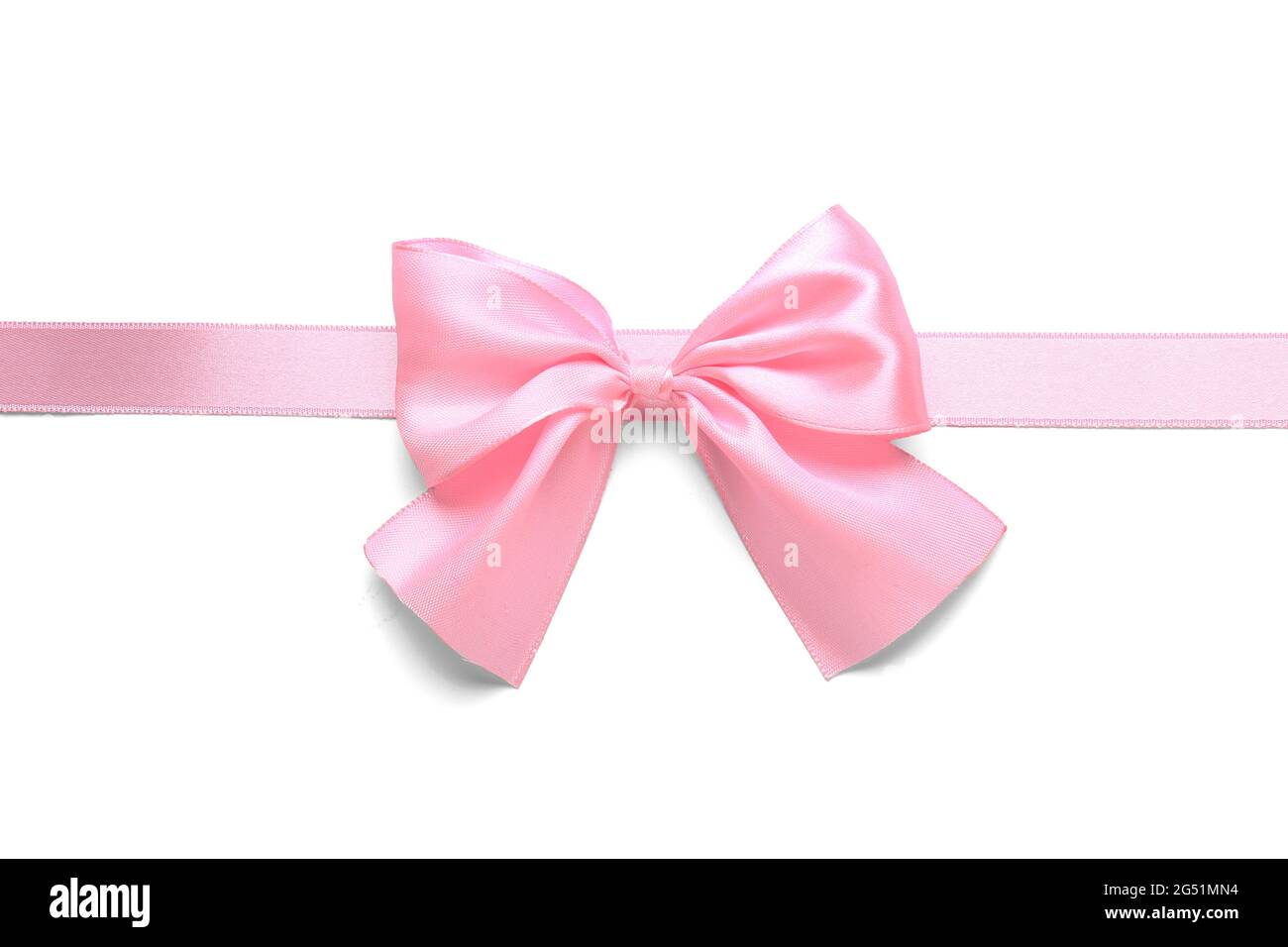 Beautiful pink ribbon with bow on white background Stock Photo - Alamy