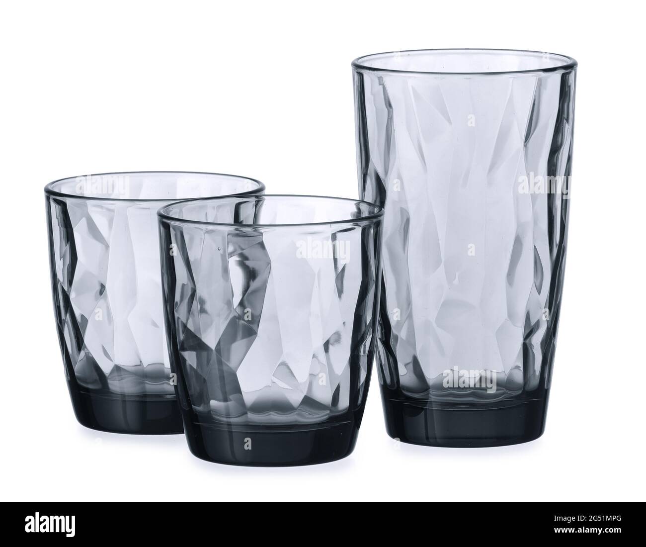 Beautiful empty glasses on white background Stock Photo - Alamy