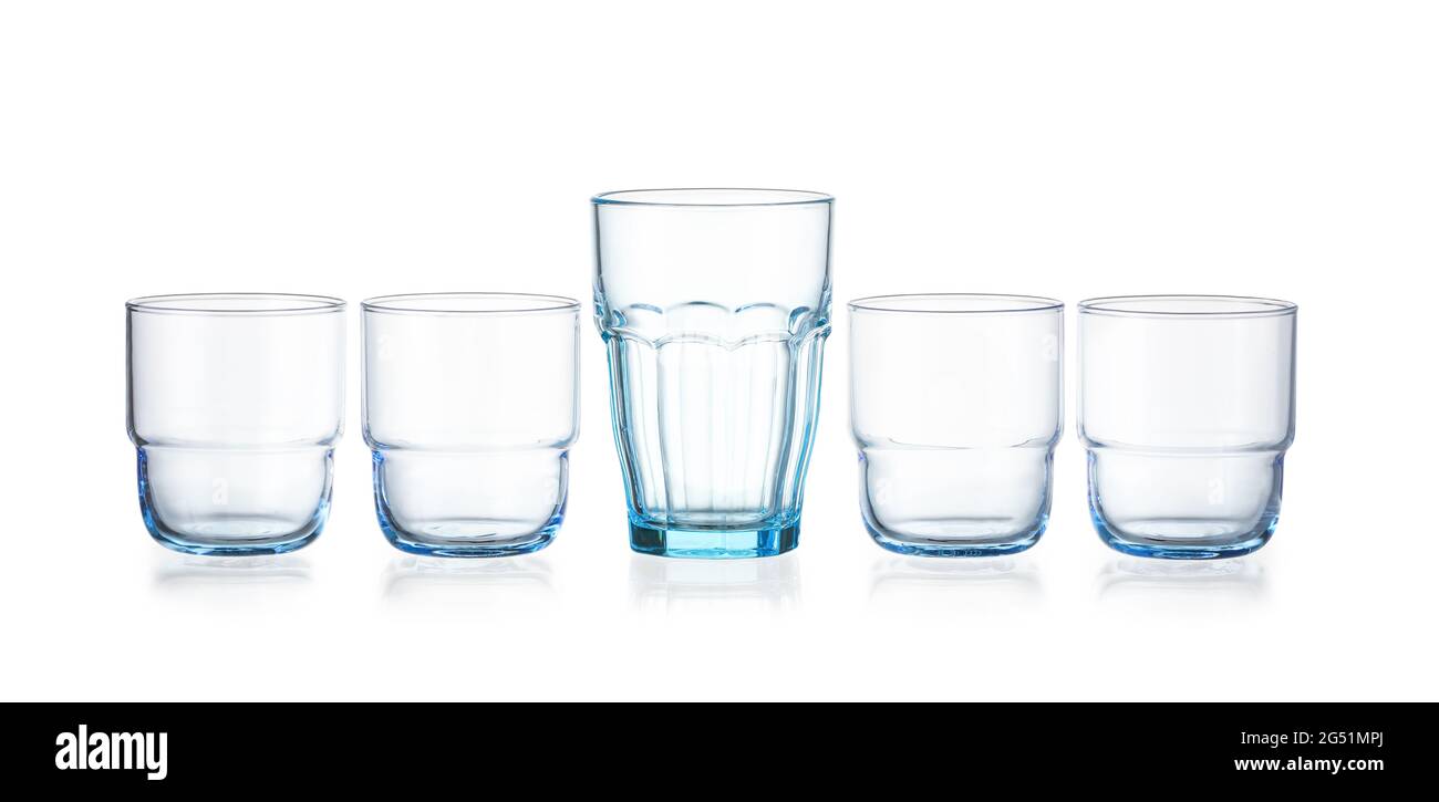 Beautiful empty glasses on white background Stock Photo - Alamy