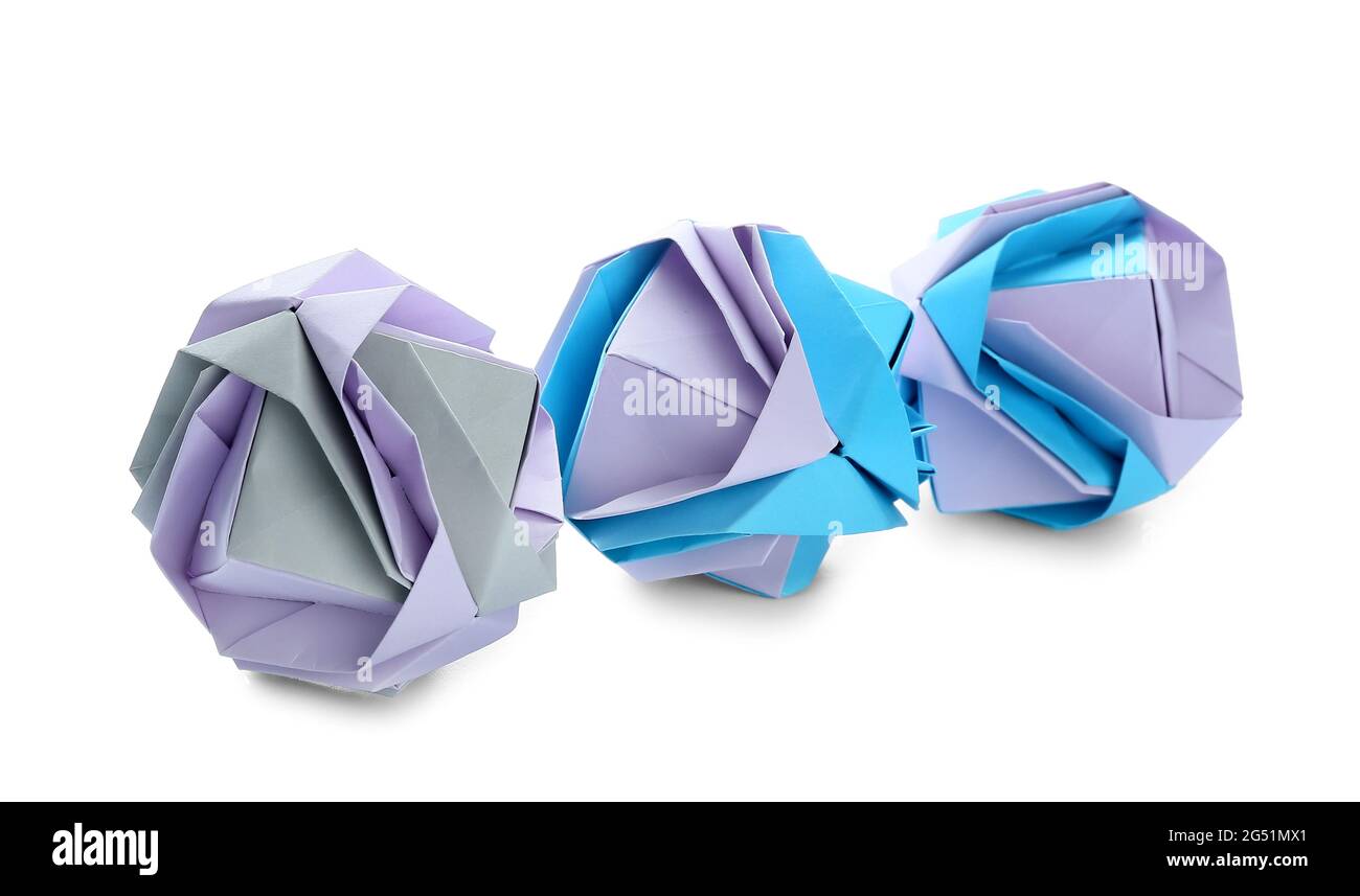 Origami flowers on white background. Concept of uniqueness Stock Photo ...
