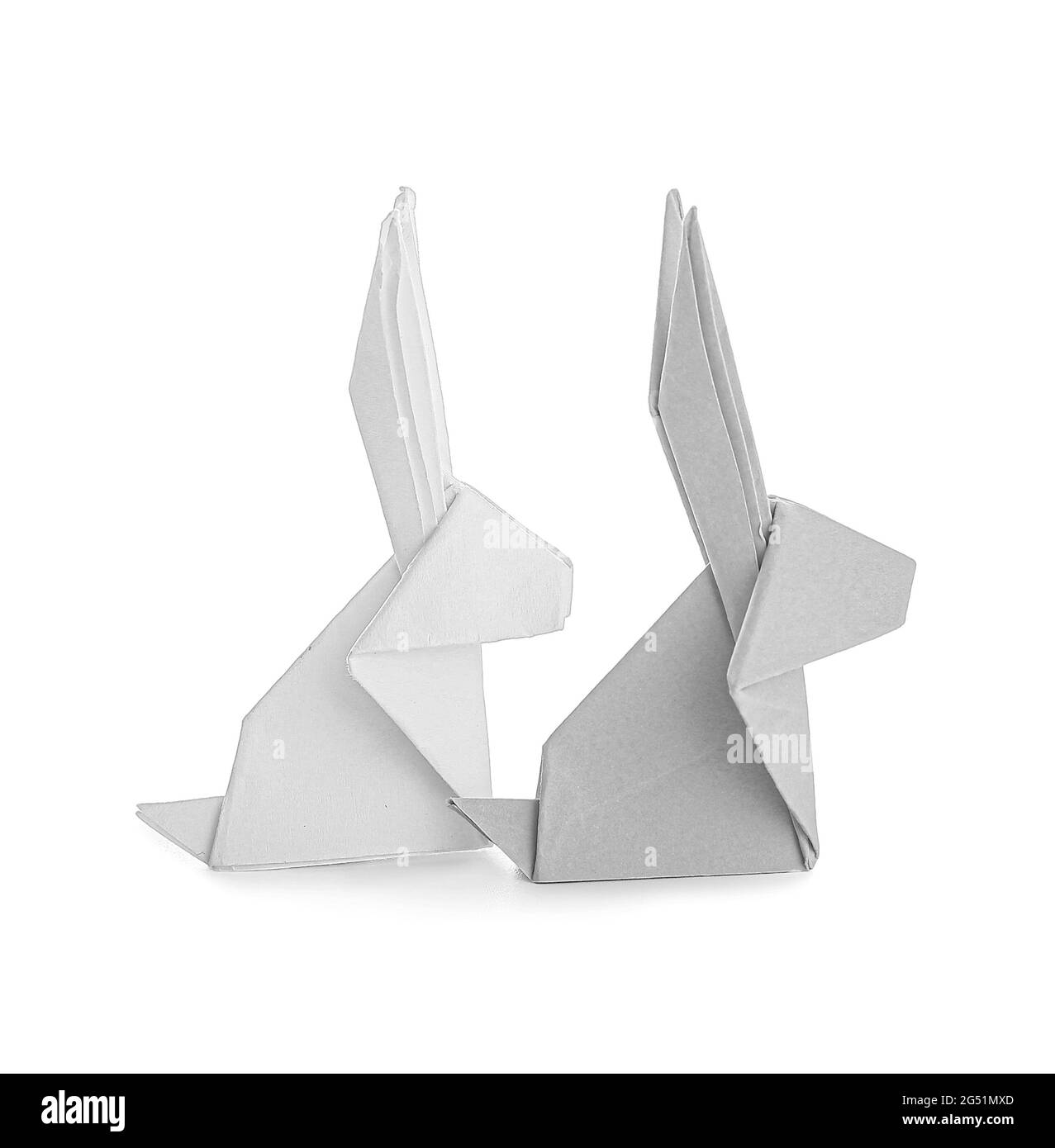 Origami rabbits on white background. Concept of uniqueness Stock Photo ...