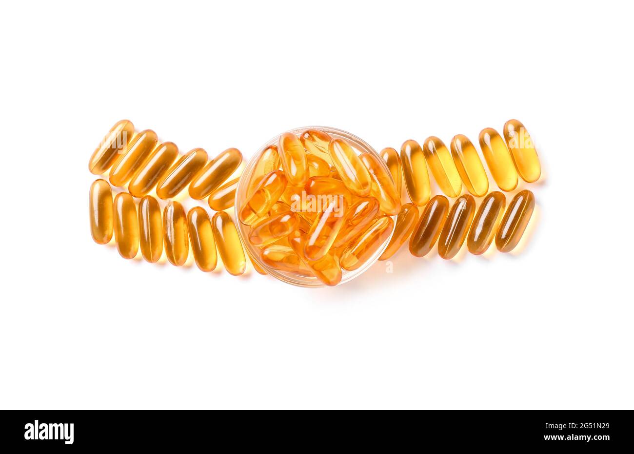 Fish oil pills on white background Stock Photo - Alamy