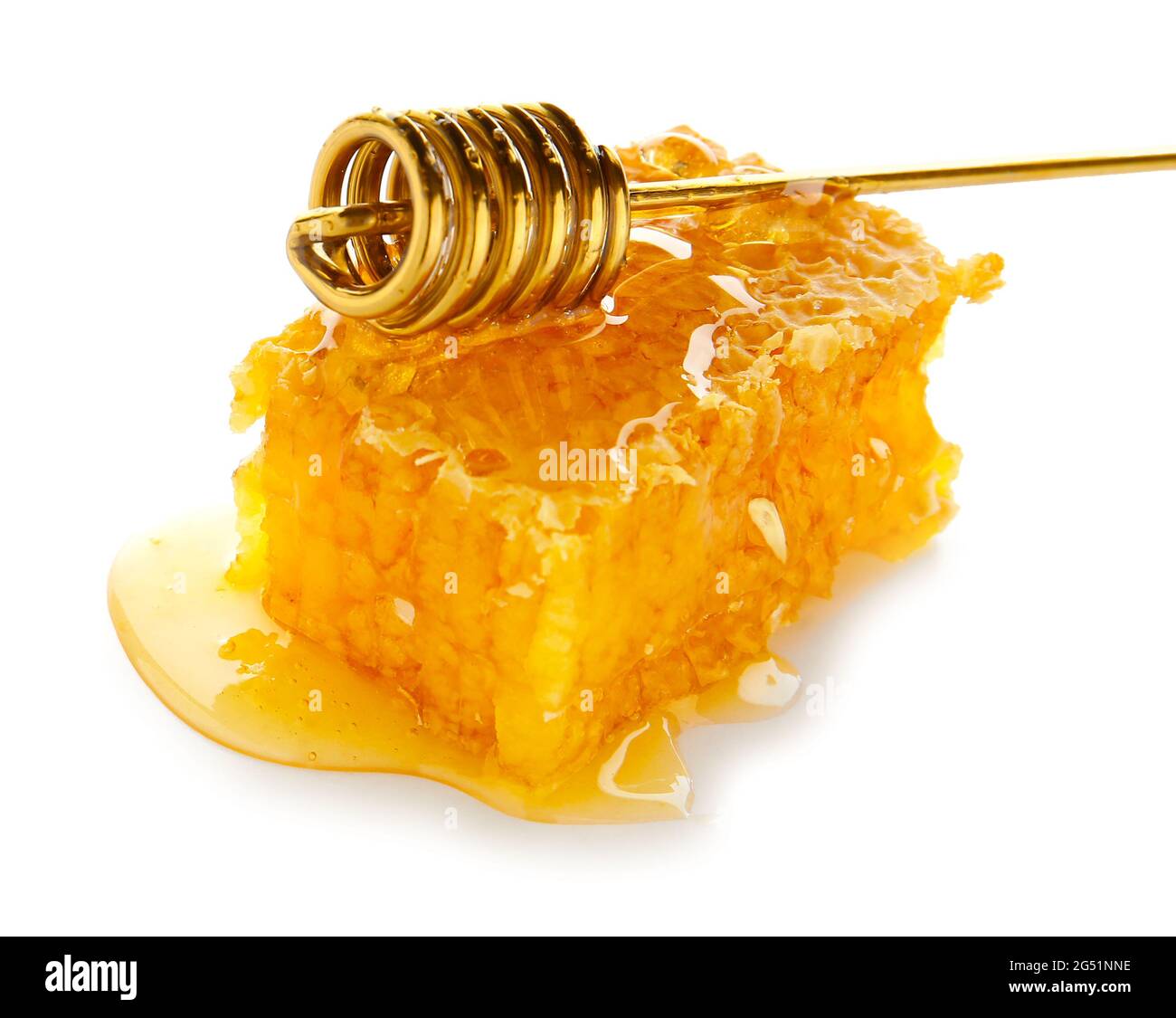Dipper and honeycomb on white background Stock Photo - Alamy