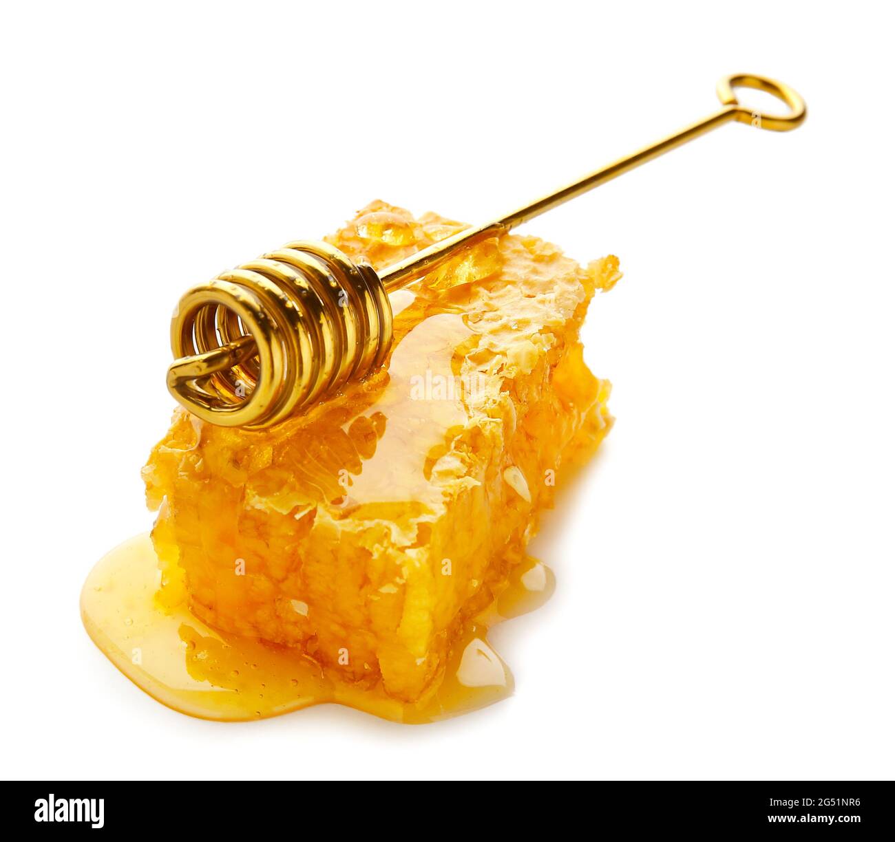 Dipper and honeycomb on white background Stock Photo - Alamy