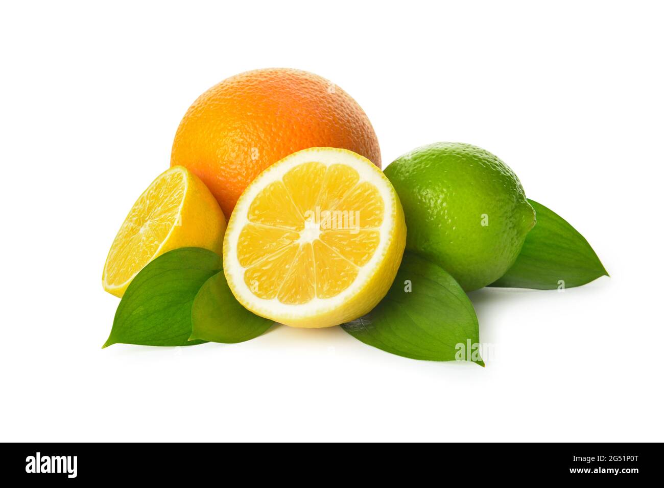 Healthy citrus fruits on white background Stock Photo - Alamy