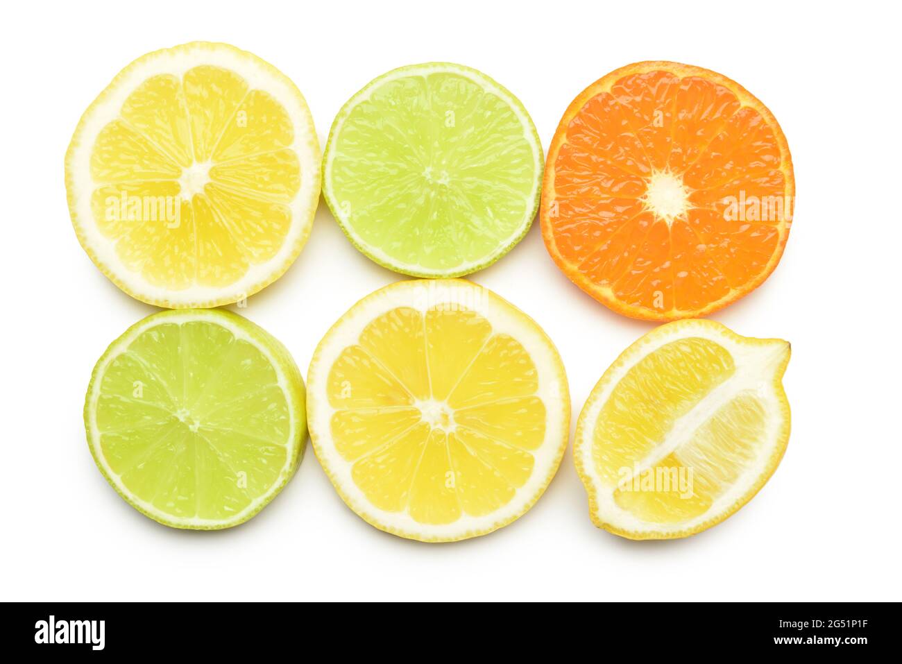 Healthy citrus fruit slices on white background Stock Photo - Alamy