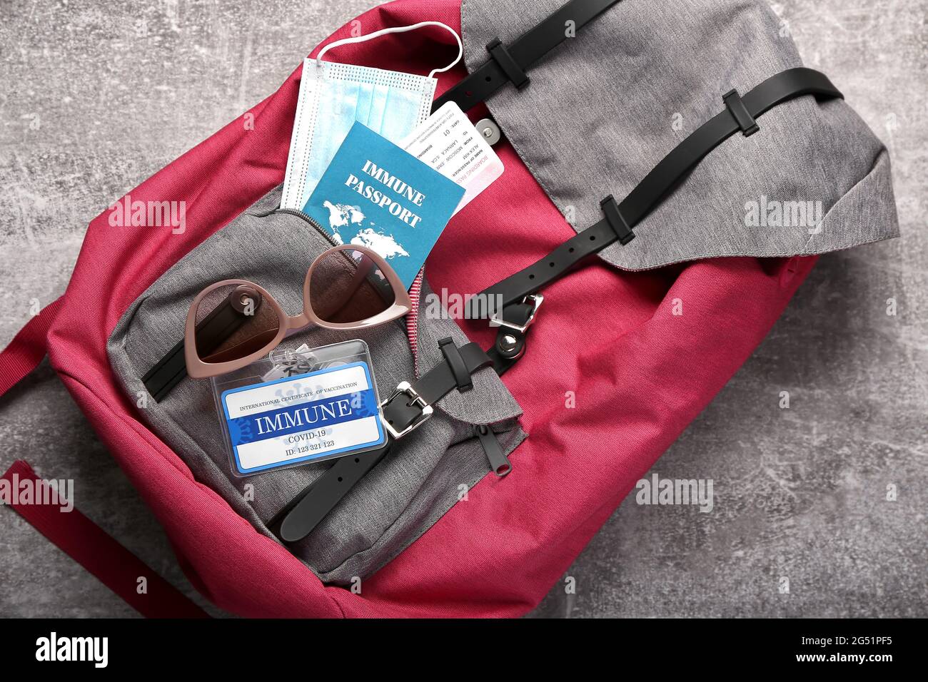 Immune passport, International Certificate of Vaccination, medical mask ...