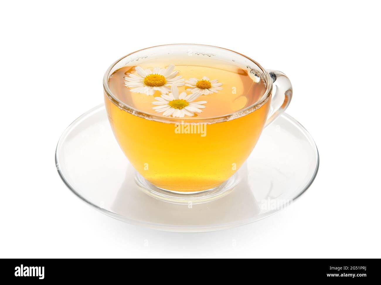 Cup of tasty chamomile tea on white background Stock Photo - Alamy