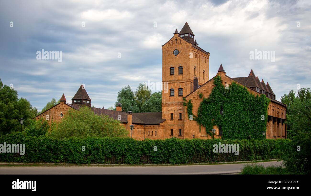 Ancient castle with towers among green trees Stock Photo - Alamy