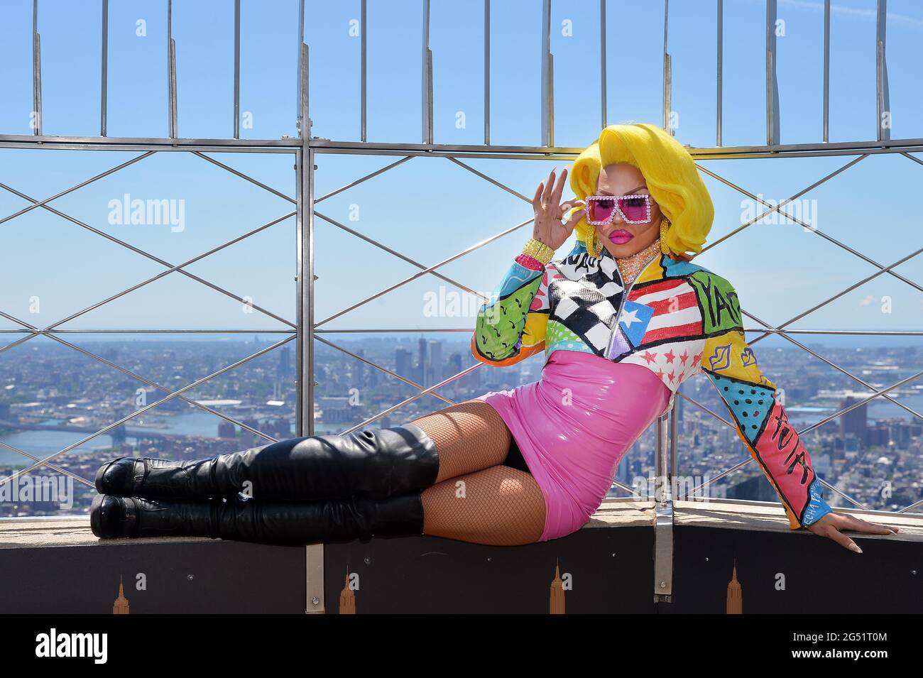 New York, USA. 24th June, 2021. Yara Sofia poses as the Empire State ...