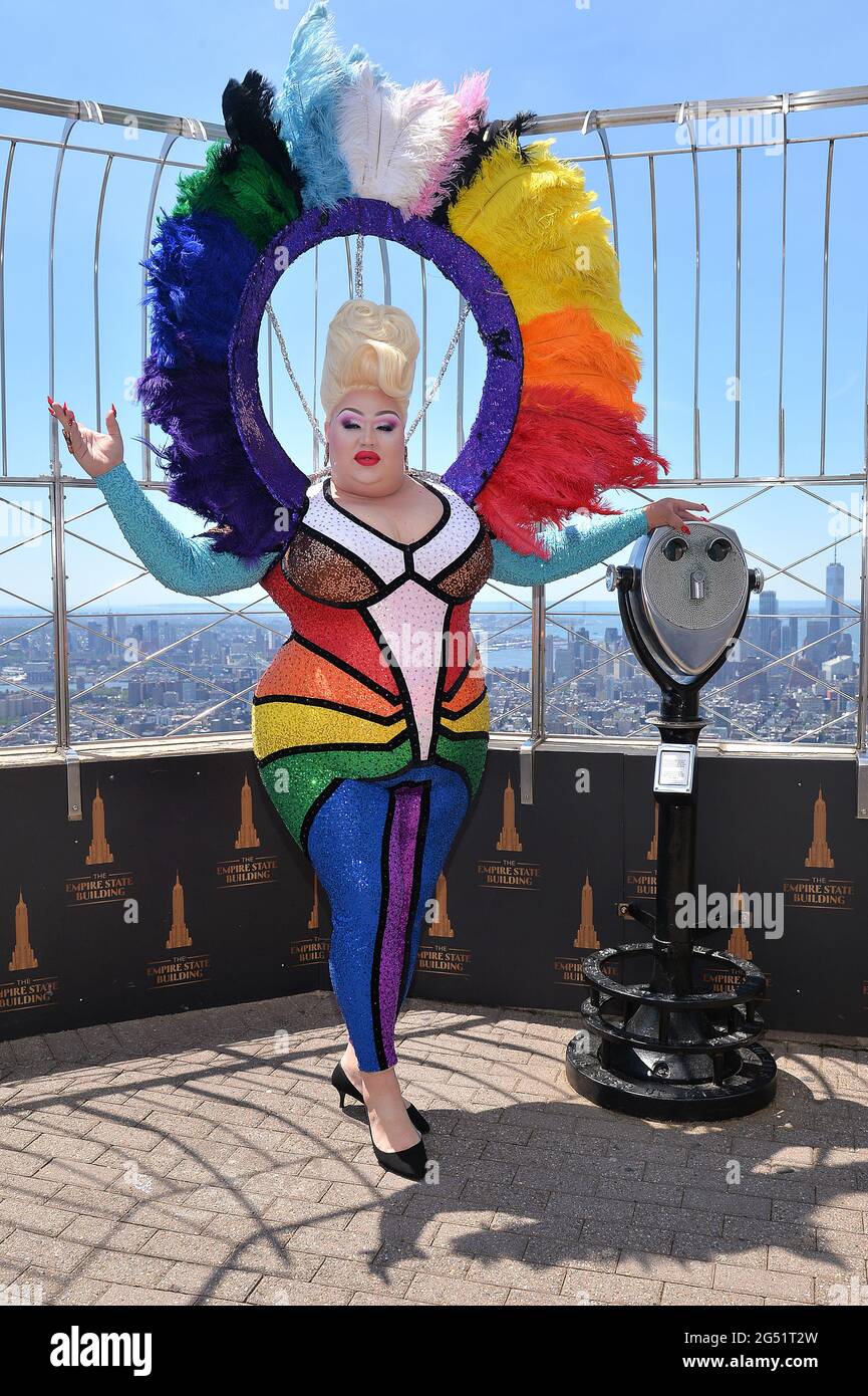 New York, USA. 24th June, 2021. Eureka! poses as the Empire State ...