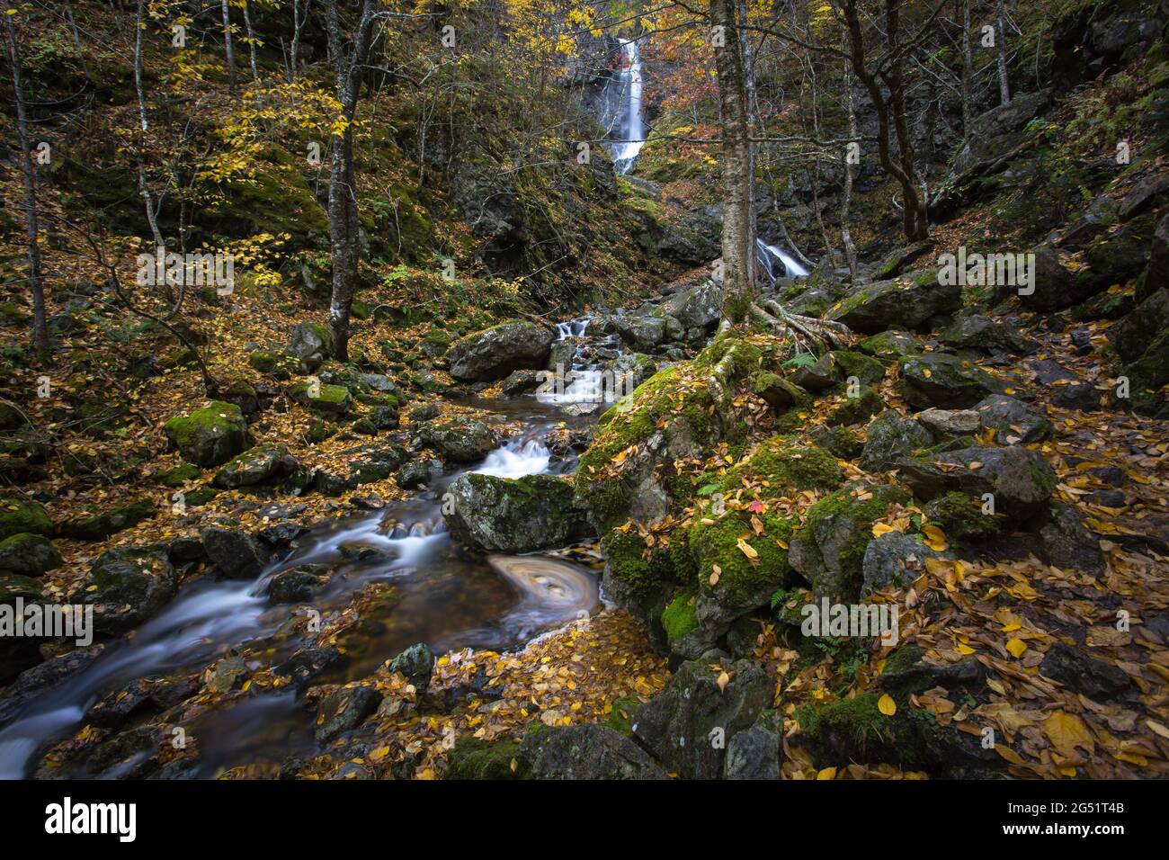 Uisge Ban Falls at Cape Breton, Nova Scotia in Autumn Season. Beautiful ...