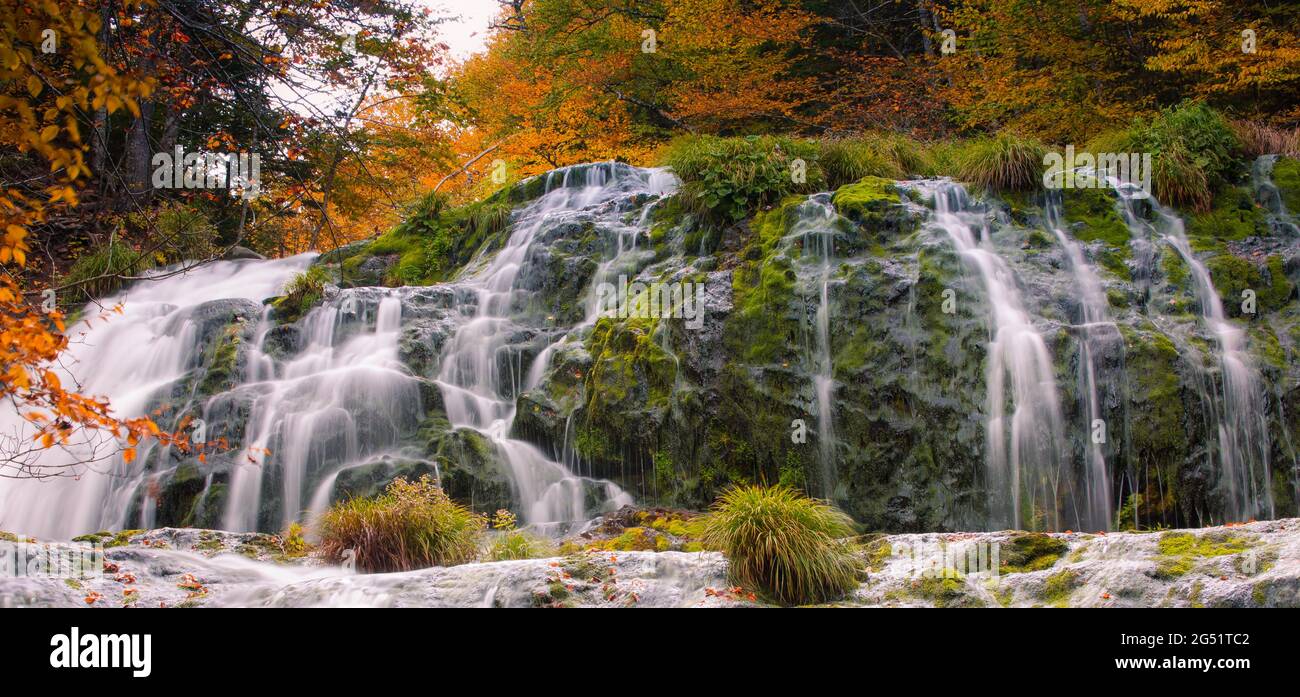 Cascading waterfalls with stunning autumn fall foliage colors. Egypt ...