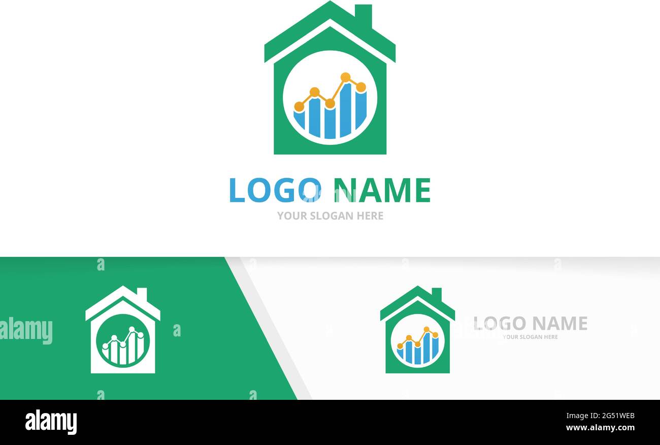Vector real estate and graph logo combination. House and chart logotype ...