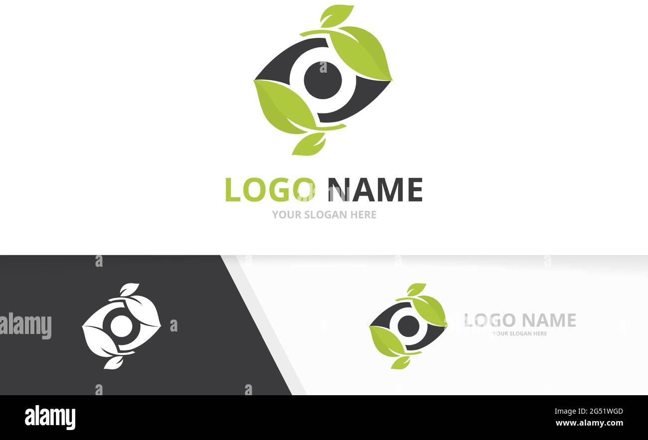 Vector eye and leaf logo combination. Unique eco ophthalmology logotype ...