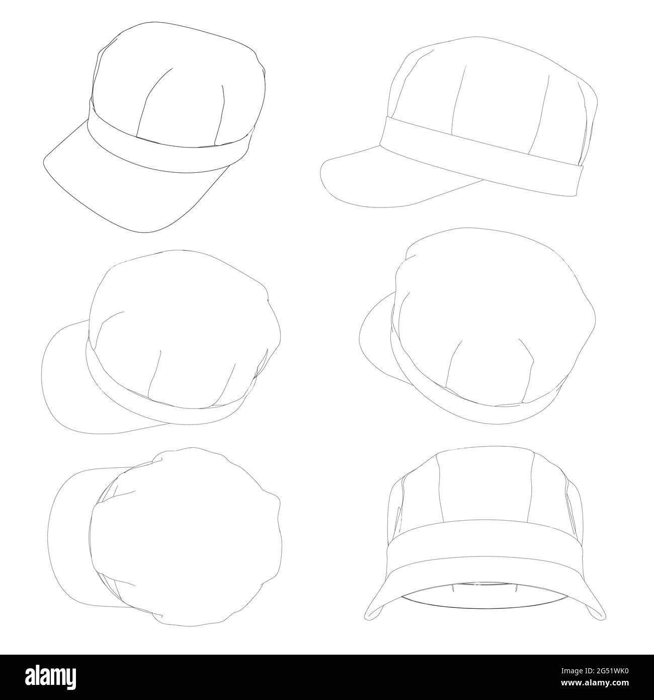 Set with contour caps with a visor. Vector illustration Stock Vector ...