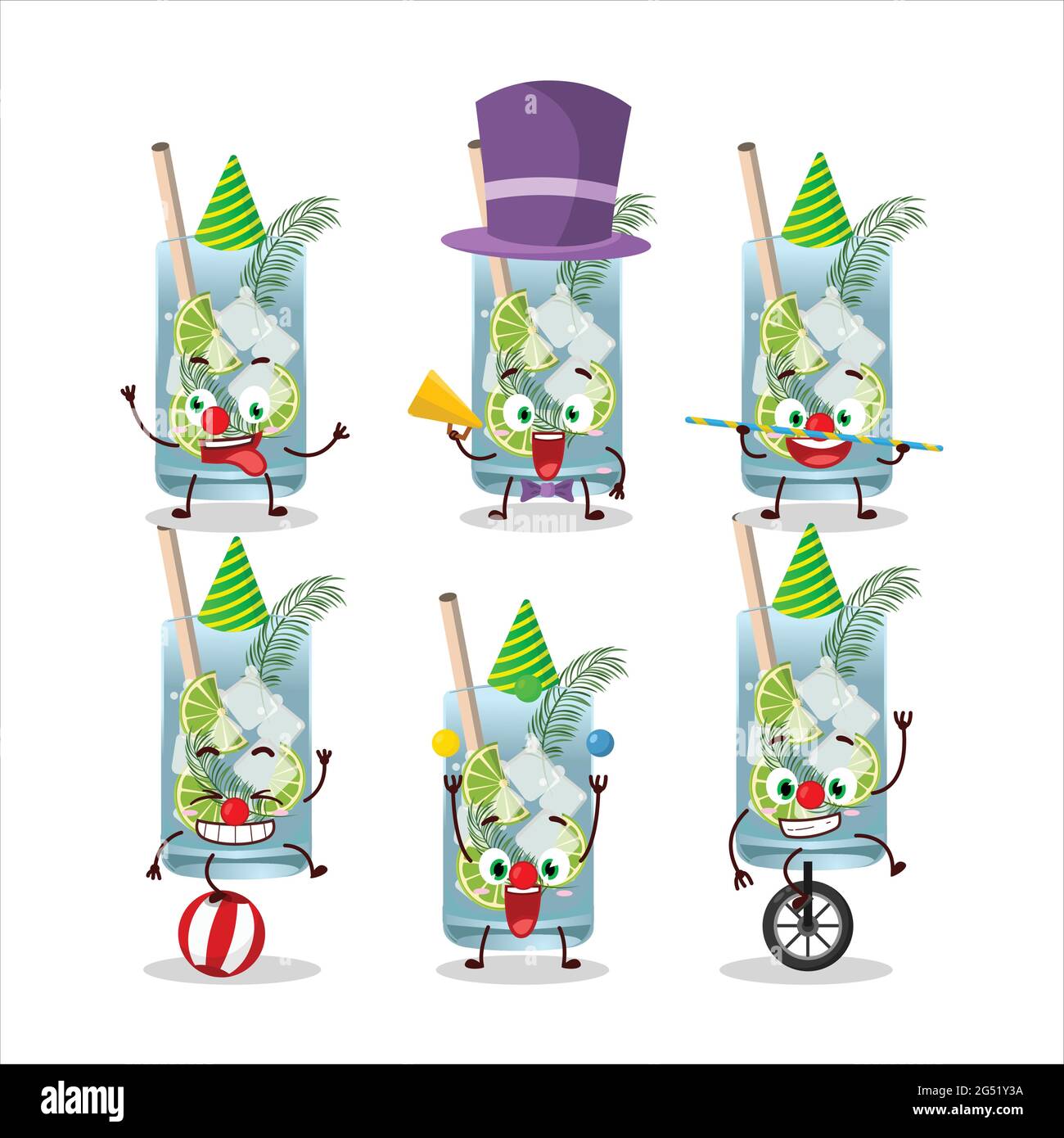Cartoon character of gin tonic with various circus shows. Vector ...