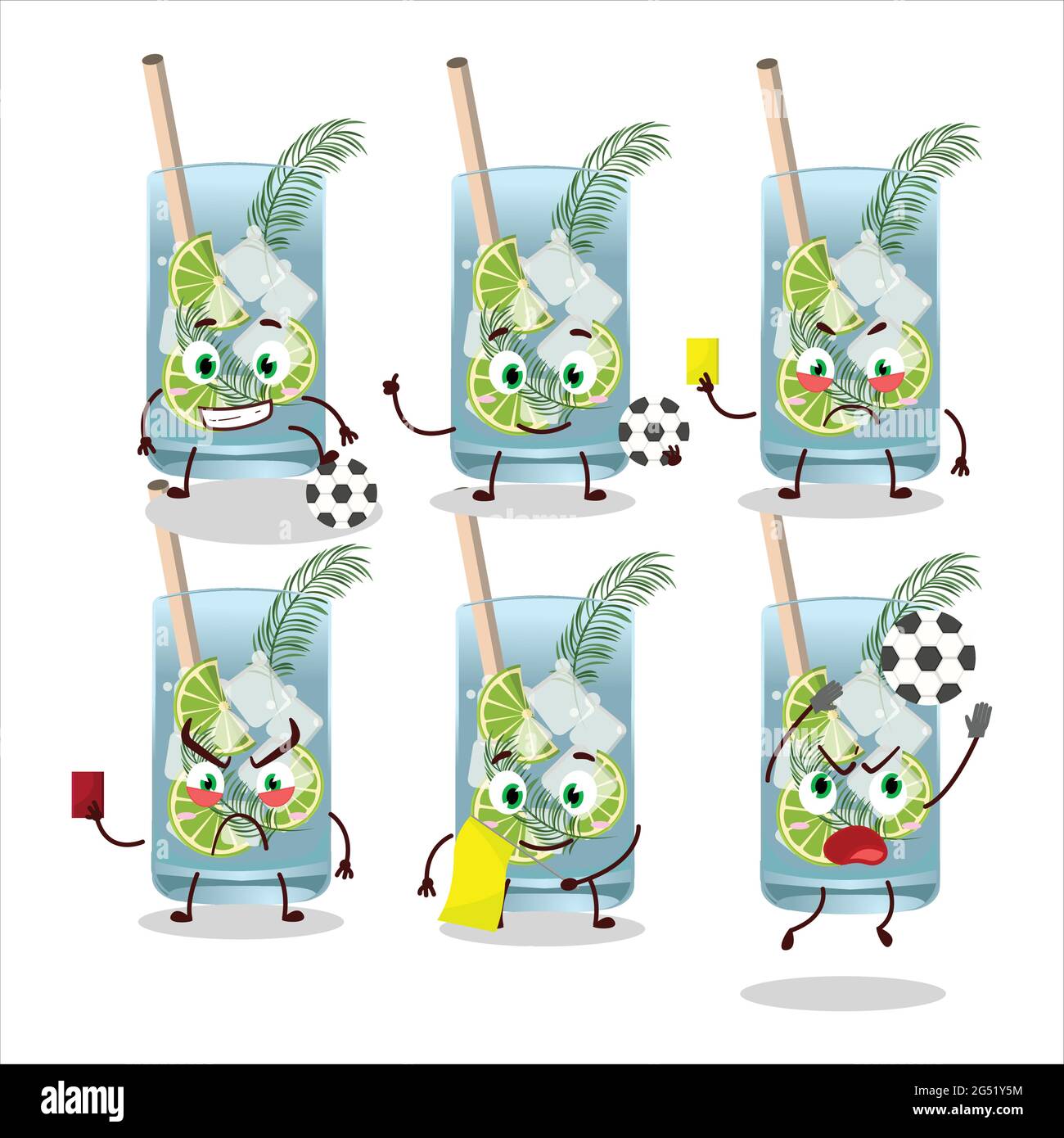 Gin tonic cartoon character working as a Football referee. Vector ...