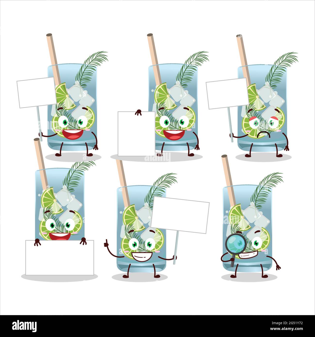 Gin tonic cartoon character bring information board. Vector ...