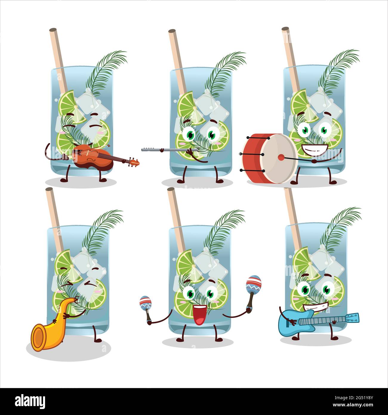 Cartoon character of gin tonic playing some musical instruments. Vector ...