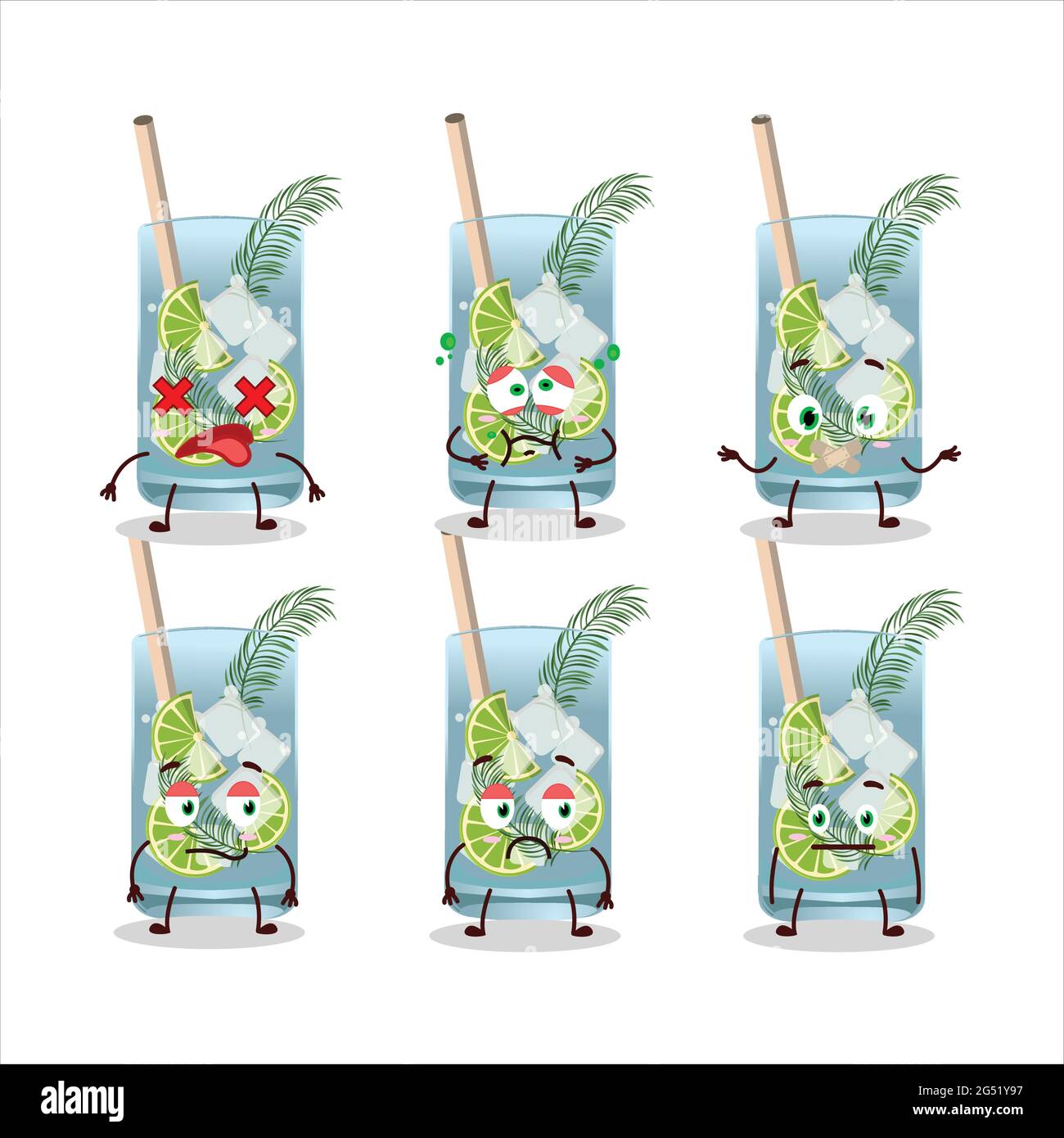 Gin tonic cartoon character with nope expression. Vector illustration ...