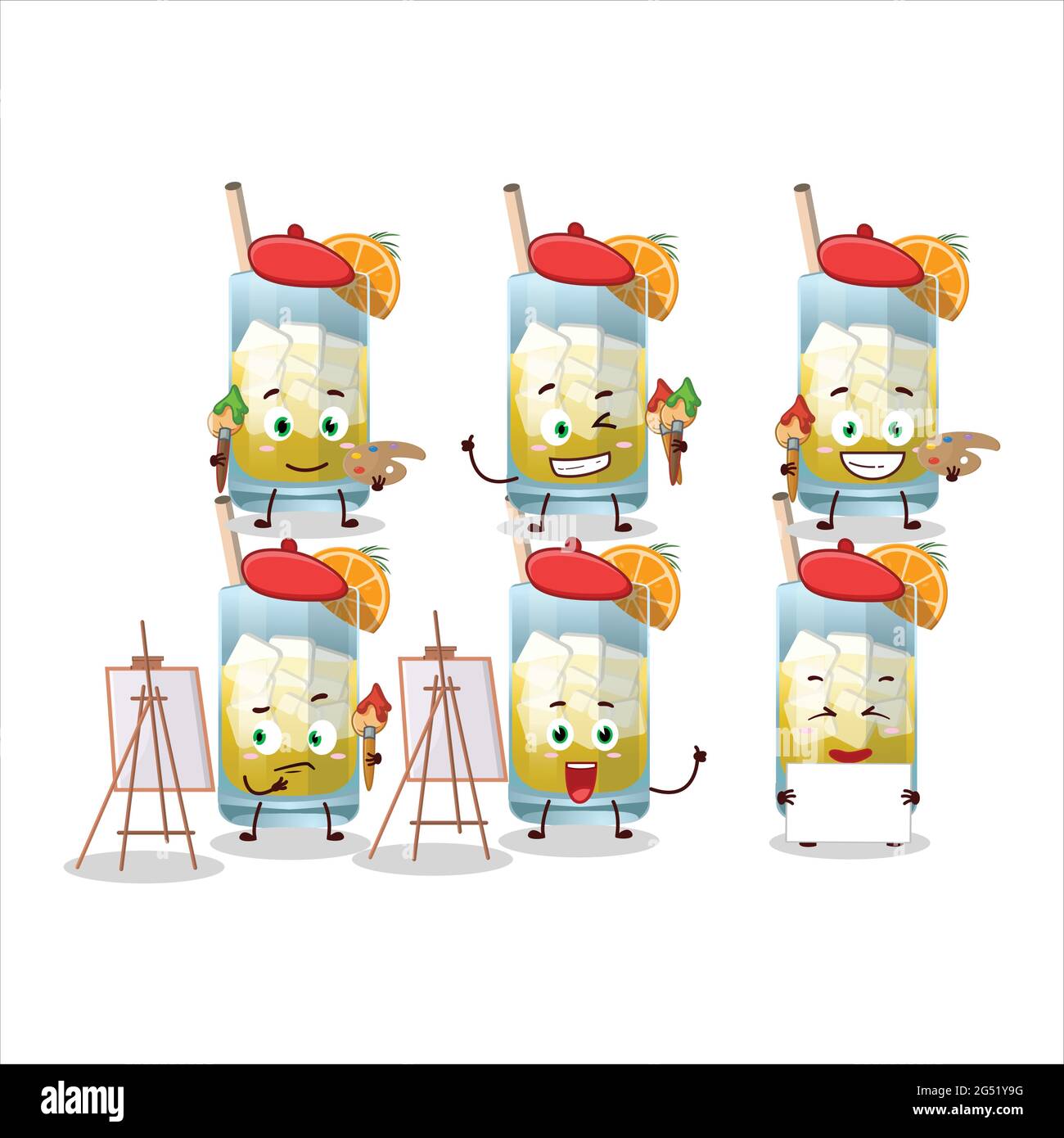 Artistic Artist of gin tonic cartoon character painting with a brush ...