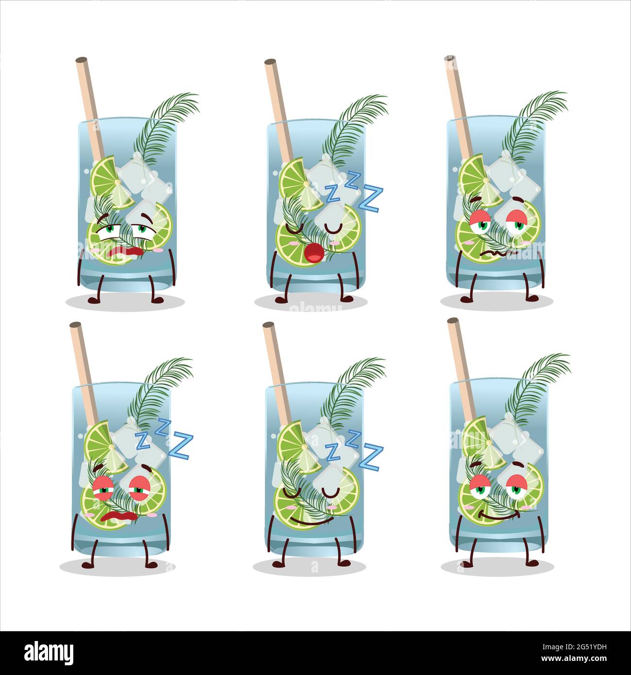 Cartoon character of gin tonic with sleepy expression. Vector ...